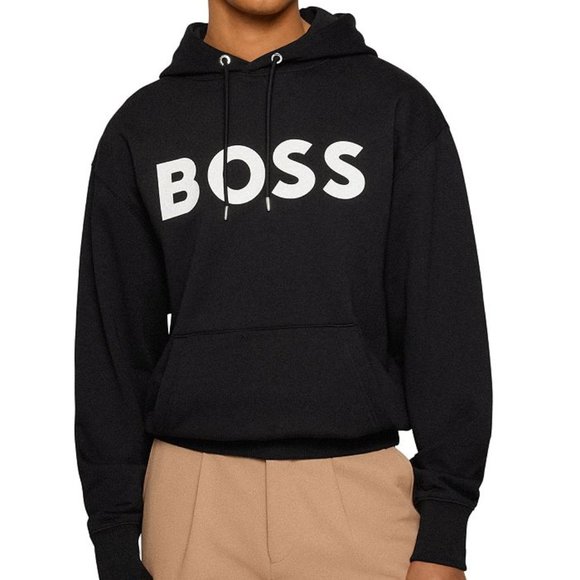 Boss | Shirts | Boss Iconic Cotton Logo Print Oversized Fit Hoodie Nwt ...